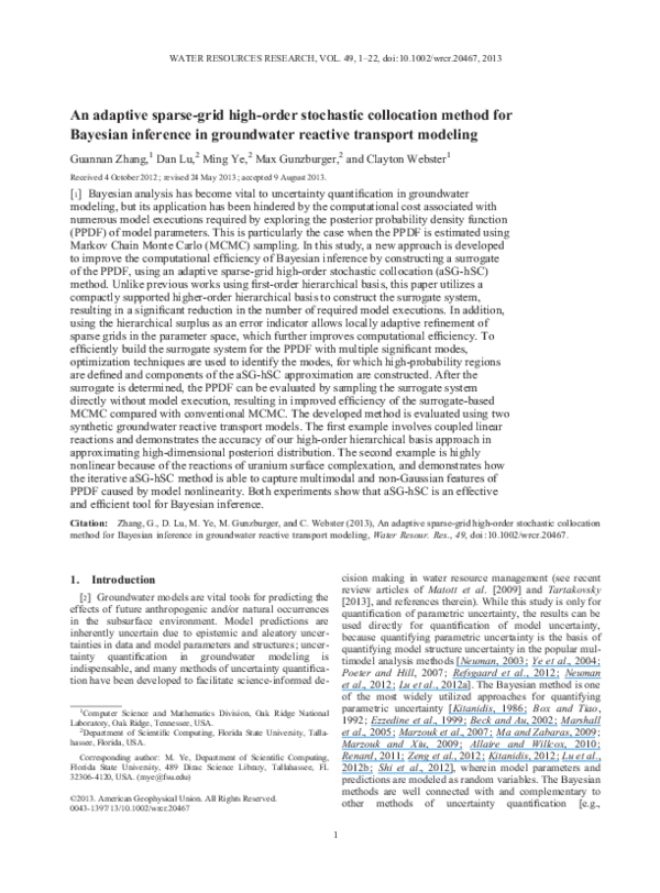 Pdf An Adaptive Sparse Grid High Order Stochastic Collocation Method For Bayesian Inference In