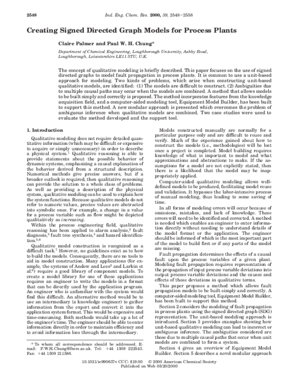(PDF) Creating Signed Directed Graph Models for Process Plants