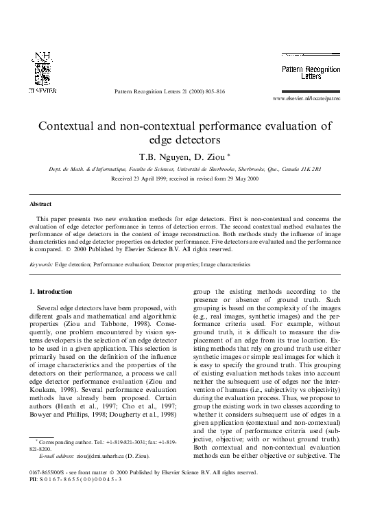 (PDF) Contextual and non-contextual performance evaluation of edge detectors