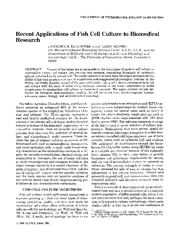 (PDF) Recent applications of fish cell culture to biomedical research
