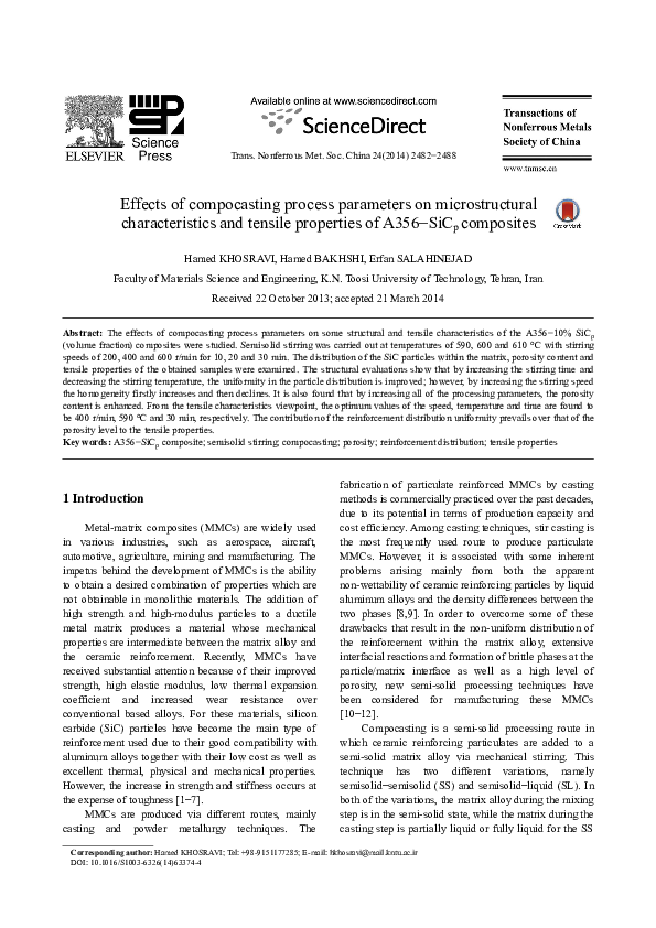 (PDF) Effects of compocasting process parameters on microstructural characteristics and tensile ...