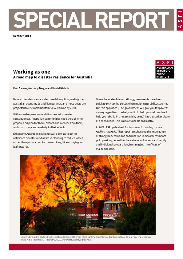 (PDF) Working as one: A road map to disaster resilience for Australia