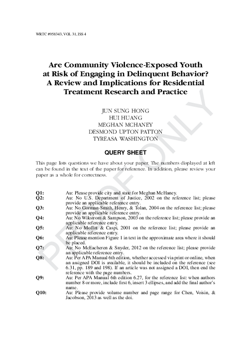 (PDF) Are Community Violence-Exposed Youth at Risk of Engaging in ...