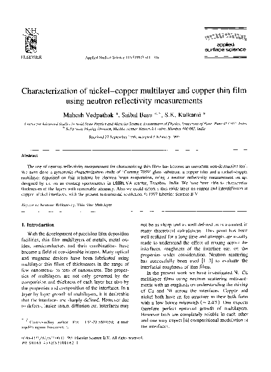 (PDF) Characterization of nickel-copper multilayer and copper thin film ...