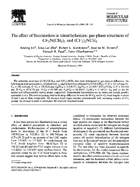 (PDF) The effect of fluorination in trimethylamine: gas-phase ...