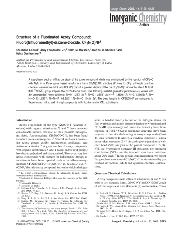 (PDF) Structure of a Fluorinated Azoxy Compound: Fluoro(trifluoromethyl ...