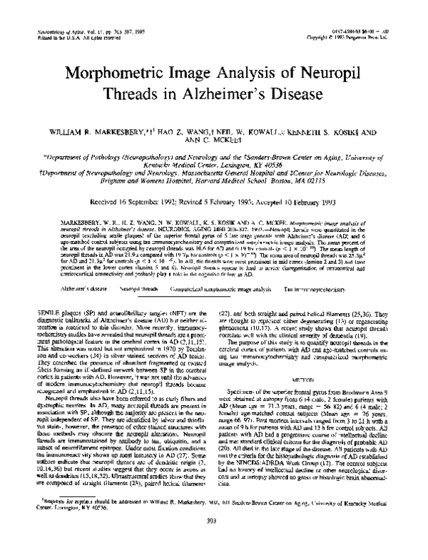 (PDF) Morphometric image analysis of neuropil threads in alzheimer's ...