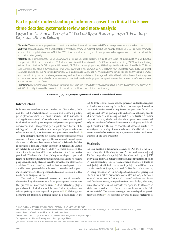 (PDF) Participants’ understanding of informed consent in clinical trials over three decades ...