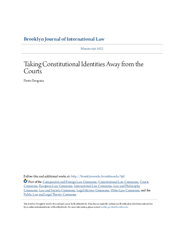 (PDF) Taking Constitutional Identities Away from the Courts, in BJIL, 41:2
