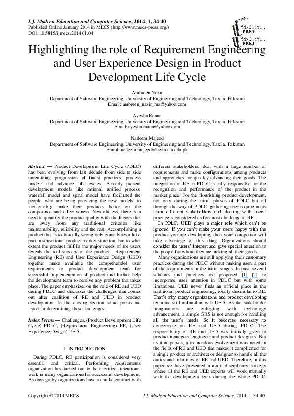 (PDF) Highlighting the role of Requirement Engineering and User ...