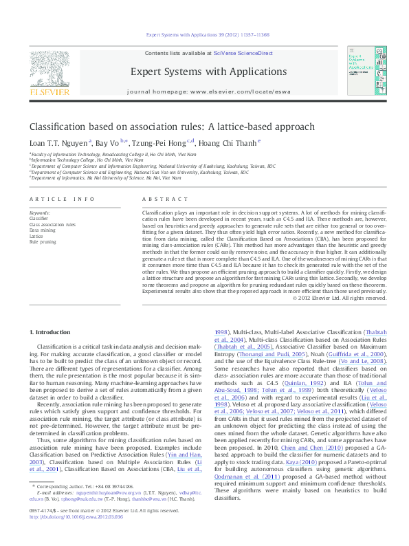 Pdf Classification Based On Association Rules A Lattice Based Approach