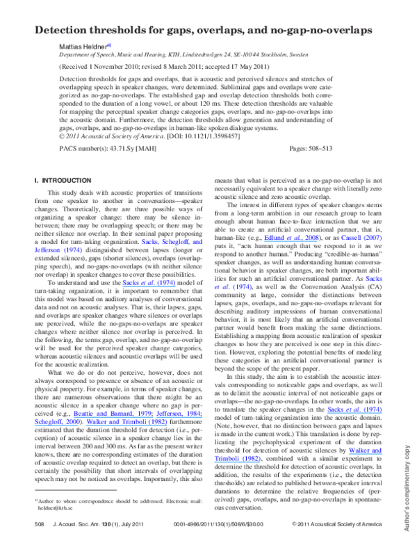 (PDF) Detection thresholds for gaps, overlaps, and no-gap-no-overlaps