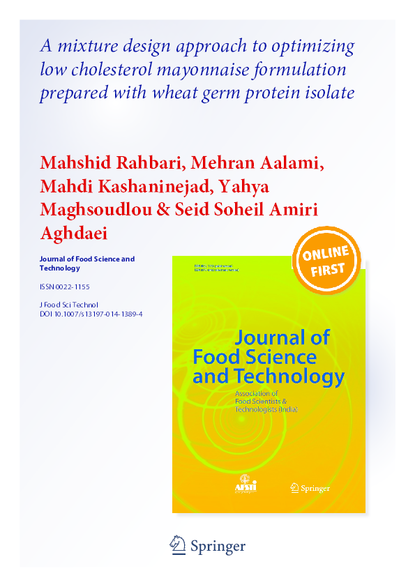 (PDF) A mixture design approach to optimizing low cholesterol ...
