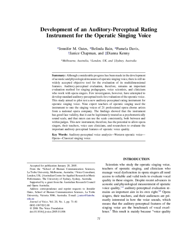 (PDF) Development of an Auditory-Perceptual Rating Instrument for the ...