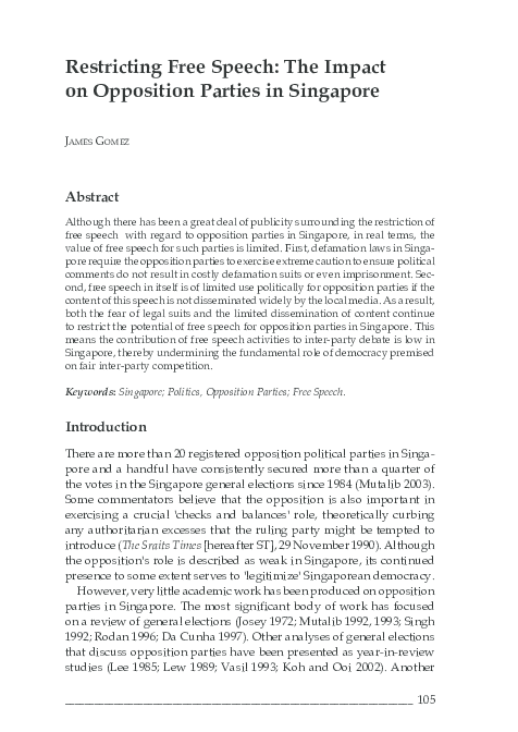 (PDF) Restricting Free Speech: The Impact on Opposition Parties in ...