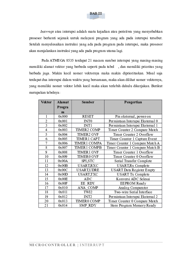 (DOC) [BAB III] Microcontroller ATMEGA8535