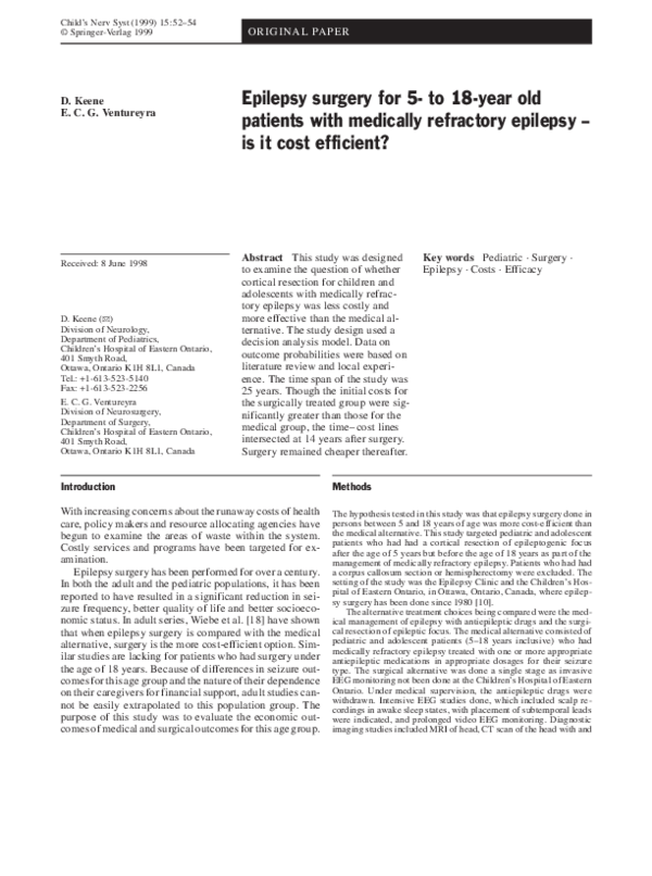 (PDF) Epilepsy surgery for 5- to 18-year old patients with medically ...