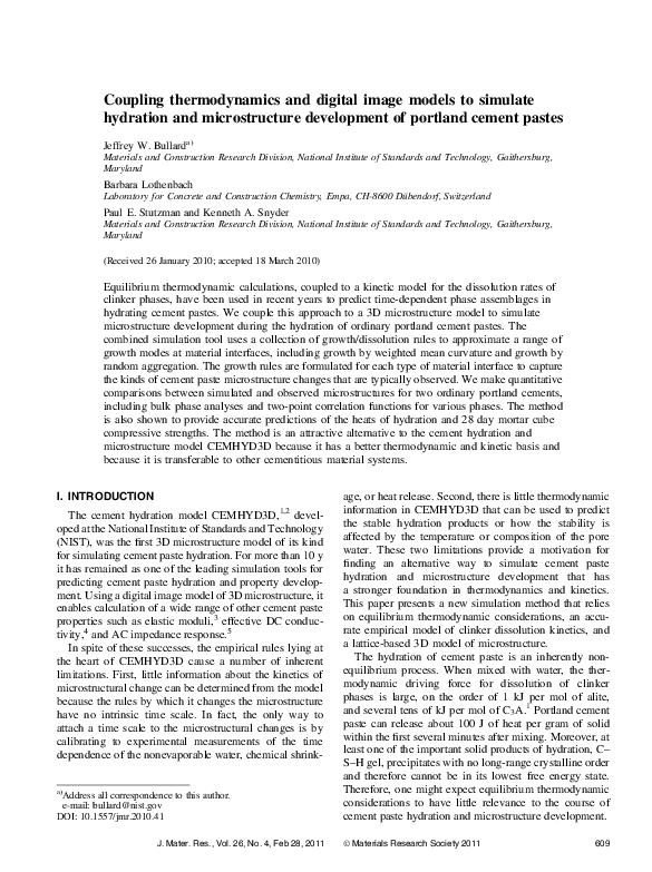 (PDF) Coupling thermodynamics and digital image models to simulate hydration and microstructure ...