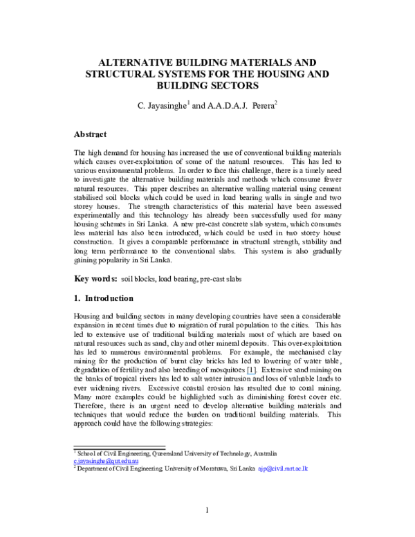 (PDF) Alternative Building Materials and Structural Systems for the ...