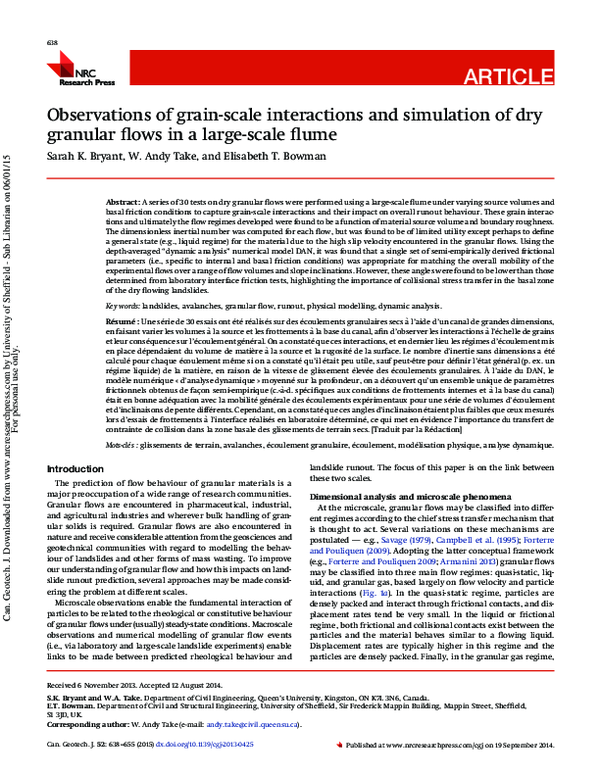 (PDF) Observations of grain-scale interactions and simulation of dry ...