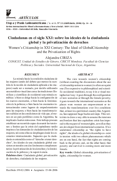 Pdf Ciudadanas En El Siglo Xxi Sobre Los Ideales De La Ciudadanía 2090