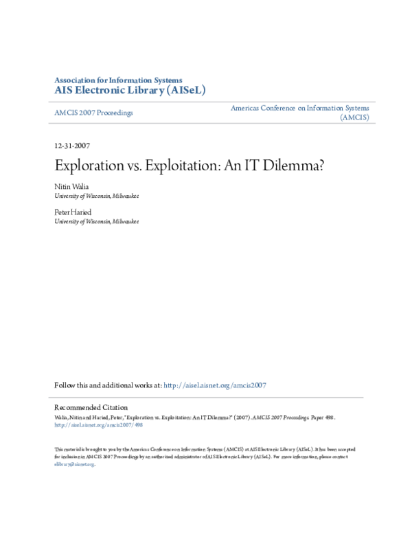 (PDF) Exploration vs. Exploitation: An IT Dilemma?