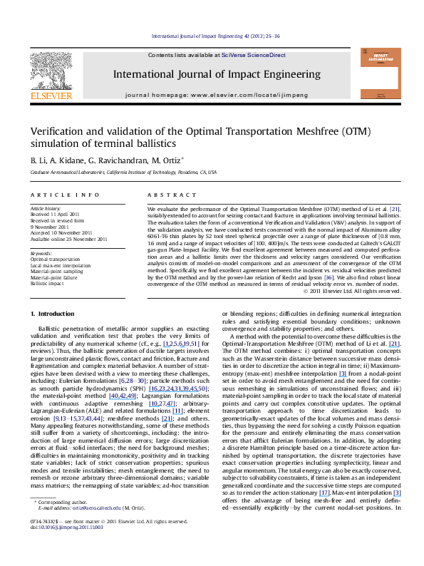 (PDF) Verification and validation of the Optimal Transportation ...