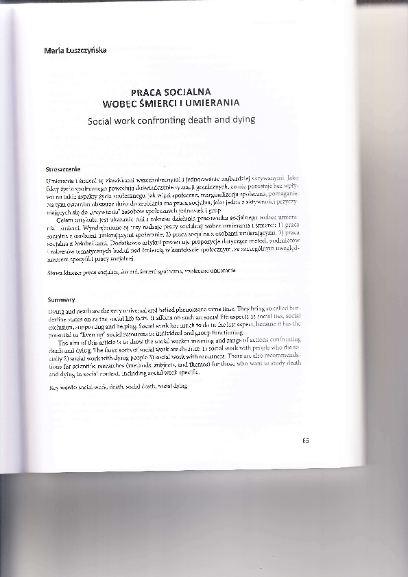 (PDF) Social work confronting death and dying