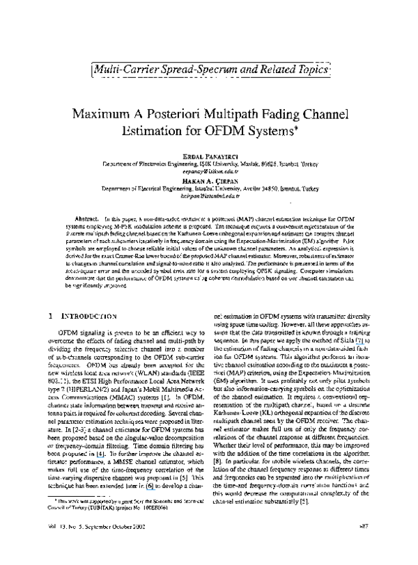 (PDF) Maximum a posteriori multipath fading channel estimation for CDMA systems