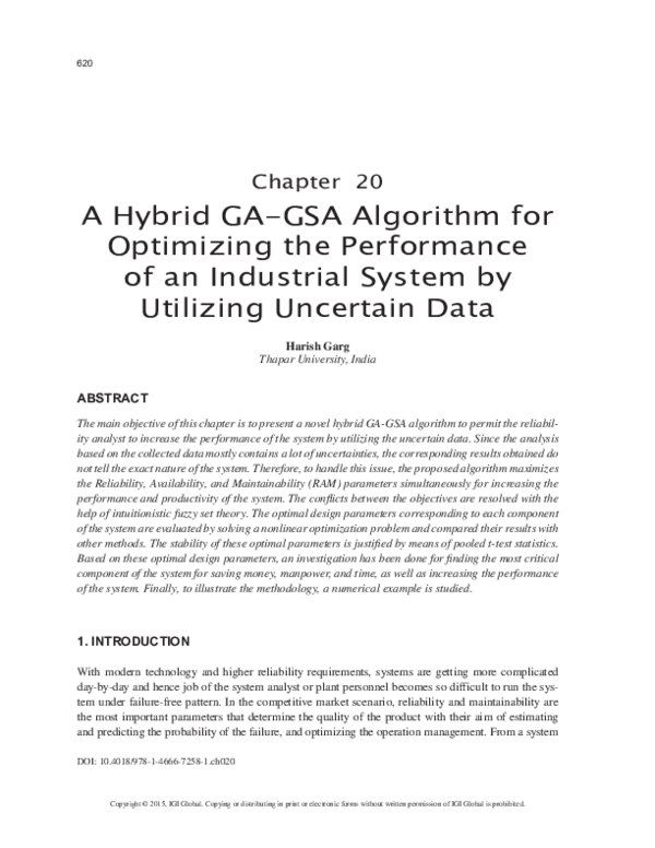 Pdf A Hybrid Ga Gsa Algorithm For Optimizing The Performance Of An Industrial System By