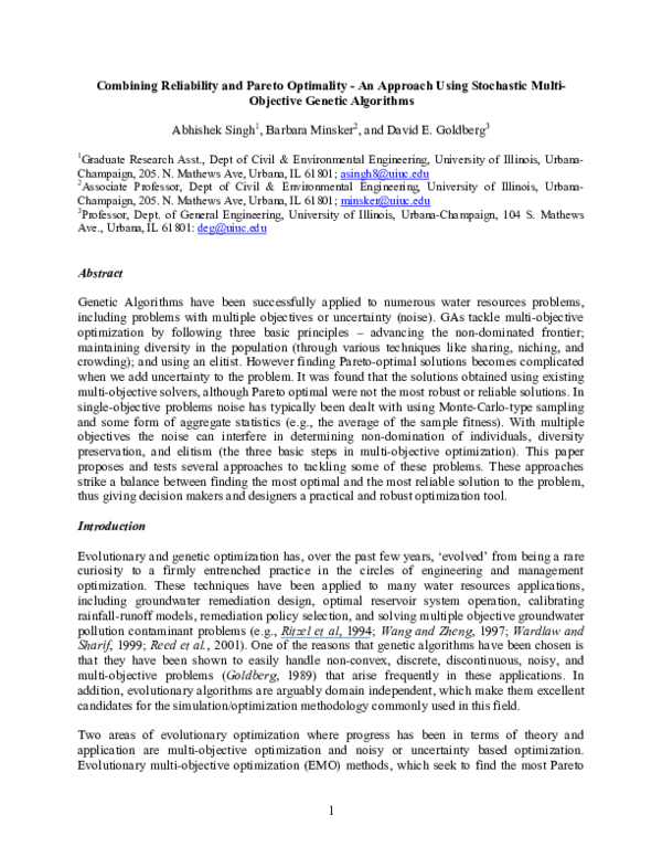 Pdf Combining Reliability And Pareto Optimality An Approach Using 