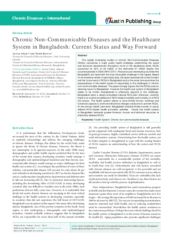 (PDF) Chronic Non-Communicable Diseases and the Healthcare System in ...
