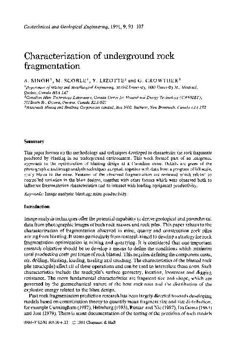 (PDF) Characterization of underground rock fragmentation