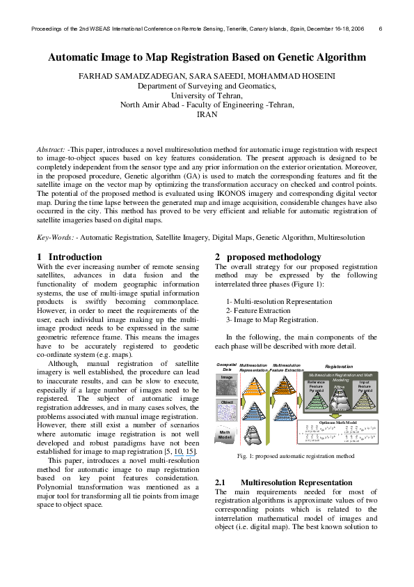 Pdf Automatic Image To Map Registration Based On Genetic Algorithm