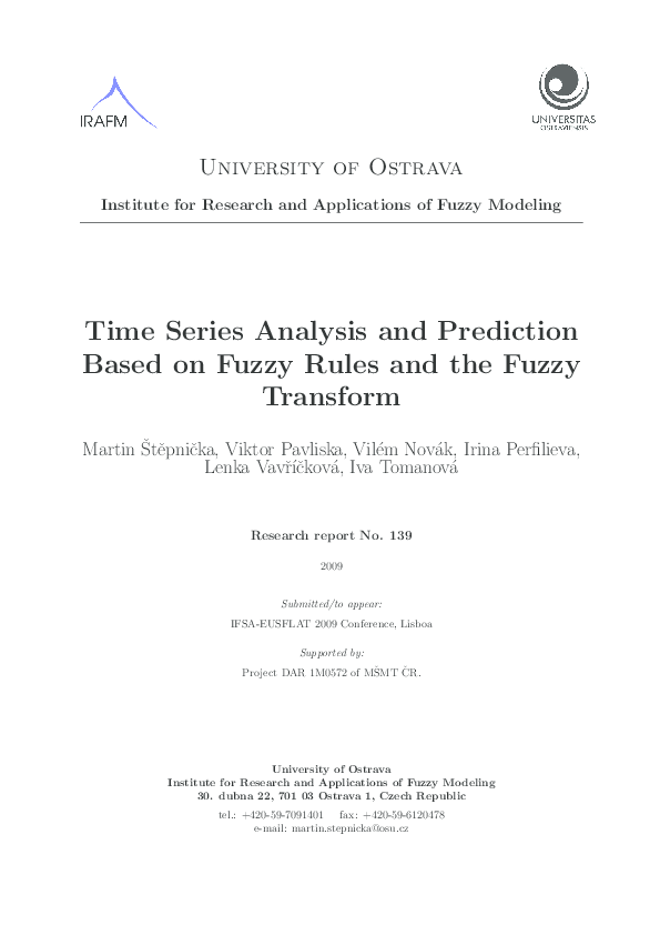 (PDF) Time Series Analysis and Prediction Based on Fuzzy Rules and the ...