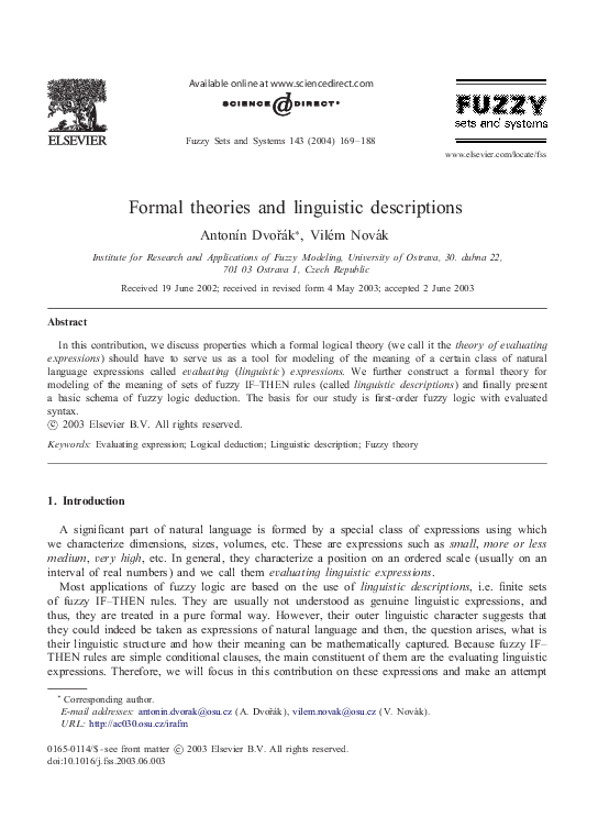 (PDF) Formal theories and linguistic descriptions
