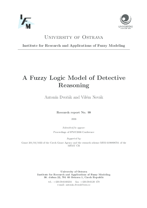 (PDF) A Fuzzy Logic Model of Detective Reasoning