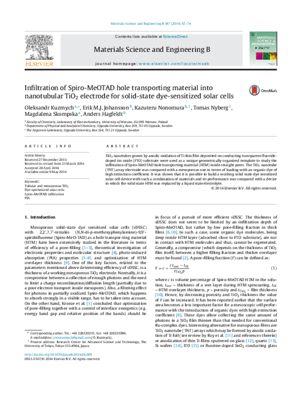 (PDF) Infiltration of Spiro-MeOTAD hole transporting material into ...