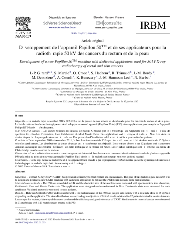 (PDF) Development of a new Papillon 50TM machine with dedicated ...
