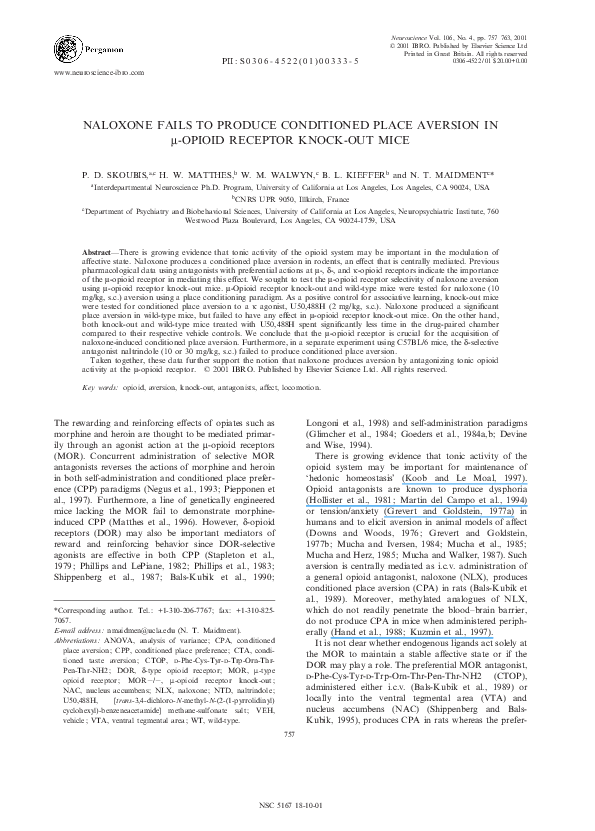 (PDF) Naloxone fails to produce conditioned place aversion in -opioid ...