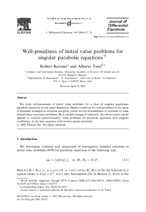 (PDF) Well-posedness of initial value problems for singular parabolic equations