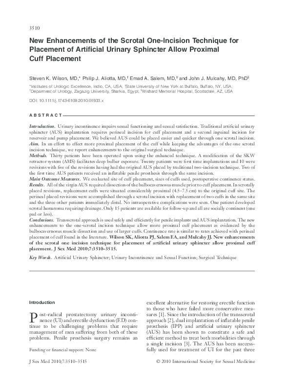 (PDF) New Enhancements of the Scrotal One-Incision Technique for ...