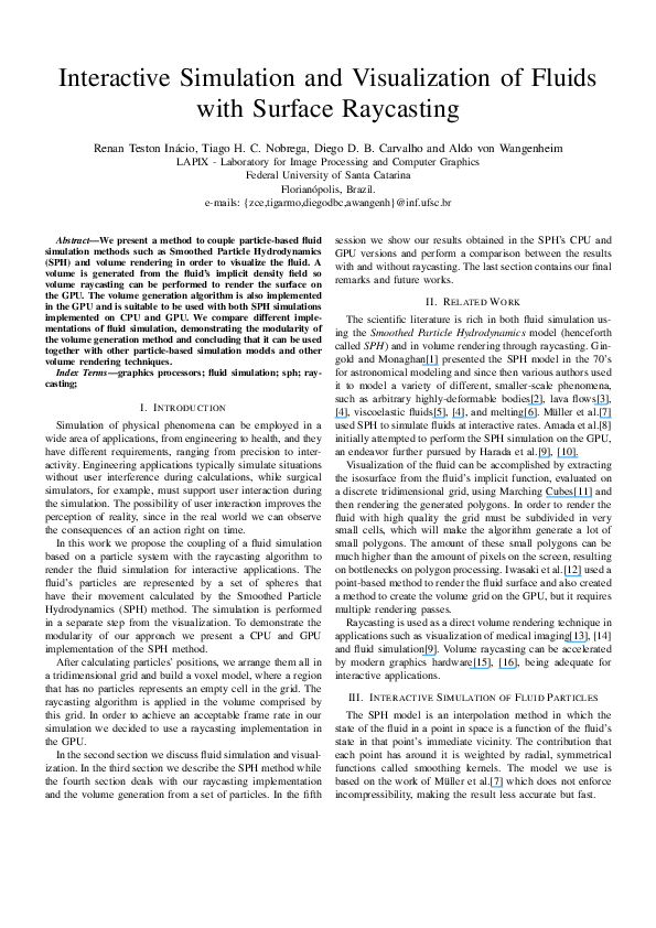 (PDF) Interactive Simulation and Visualization of Fluids with Surface Raycasting