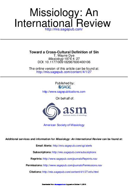 (PDF) Toward a Cross-Cultural Definition of Sin