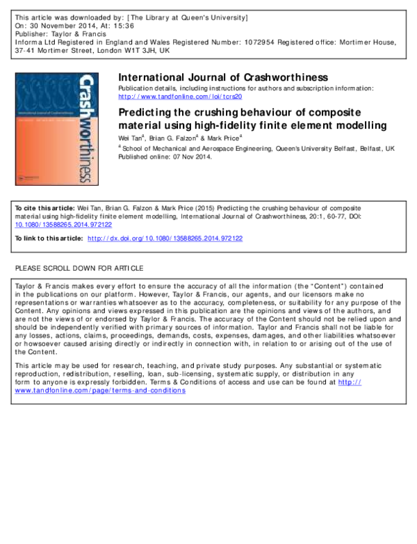 Pdf Predicting The Crushing Behaviour Of Composite Material Using