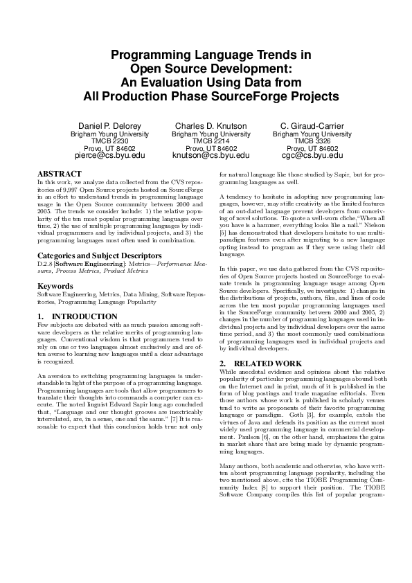 (PDF) Programming language trends in open source development: An ...