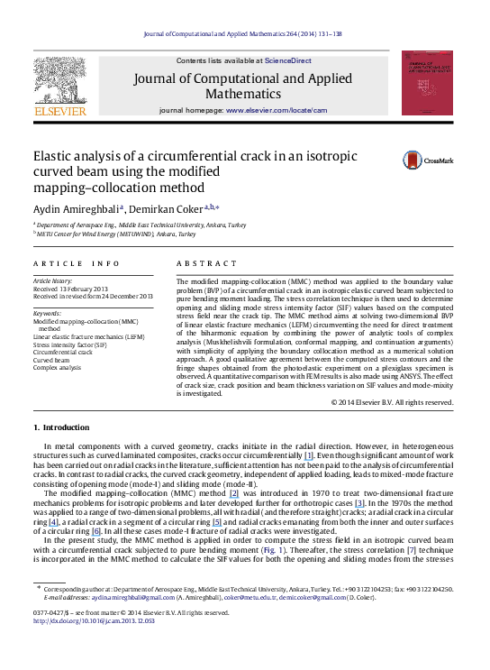 (PDF) Elastic analysis of a circumferential crack in an isotropic curved beam using the modified ...