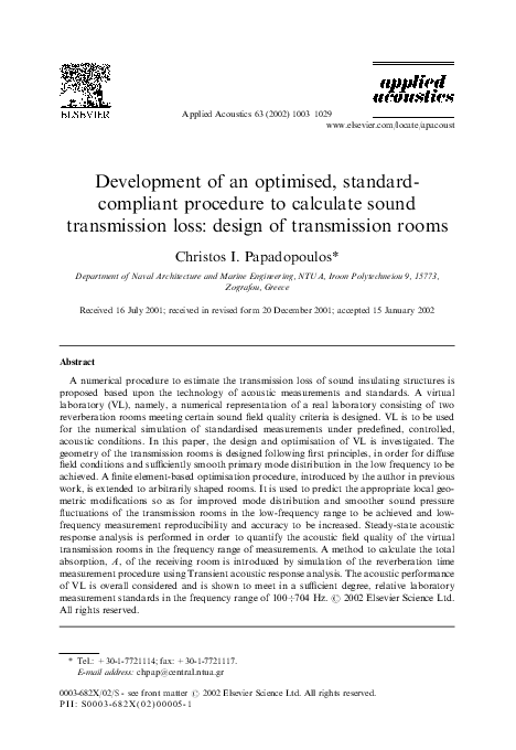 (PDF) Development of an optimised, standard-compliant procedure to calculate sound transmission ...