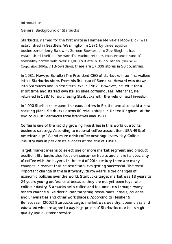 (DOC) Introduction To Starbucks