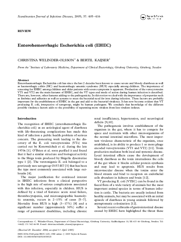 (PDF) Enterohemorrhagic Escherichia coli (EHEC)